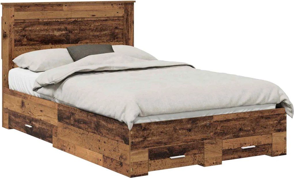 Rám postele s čelo Staré dřevo 120 x 190 cm Kompozitní dřevo 3410340