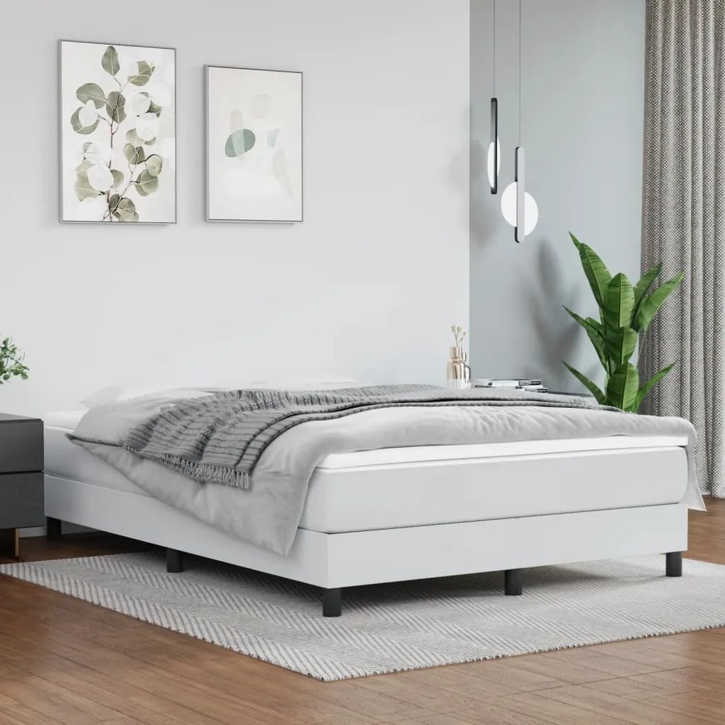 Rám postele s boxspringem bílá 140 x 200 cm umělá kůže 3120701