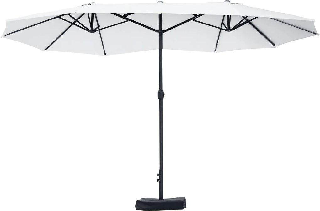 Outsunny Dvoubarevný Obdélníkový Slunečník 4,6m x 2,7m x 2,4m s kličkou, vč. základny a pískových pytlů, ideální na balkon a k bazénu, béžový | Aosom