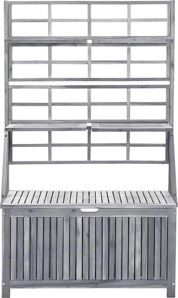 Úložný box s treláží šedý 99x55x160 cm masivní akáciové dřevo 311882