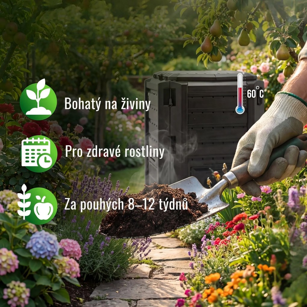 Zahradní kompostér Grace 1200 L černý