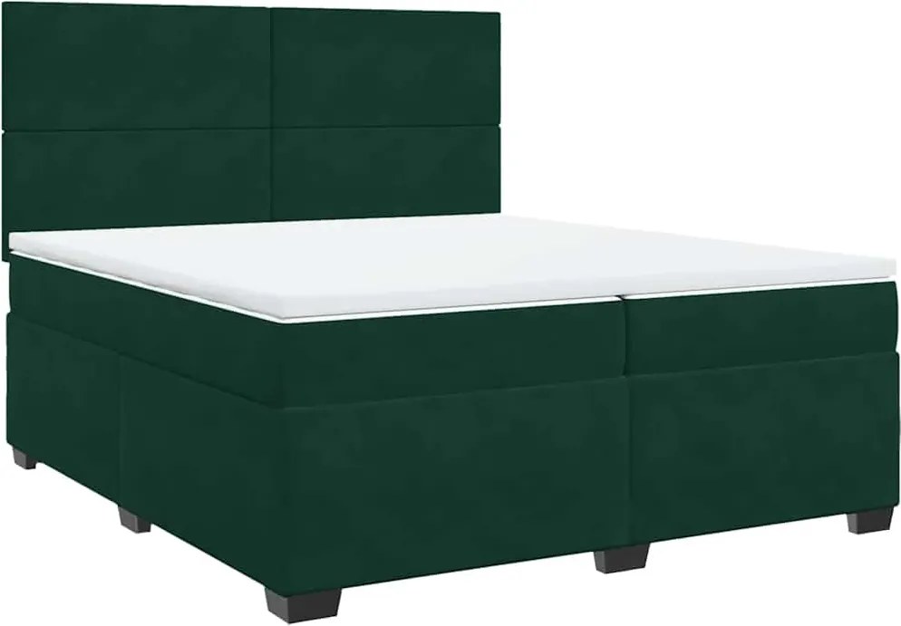 Box spring postel s matrací tmavě zelená 200x200 cm samet 3290999