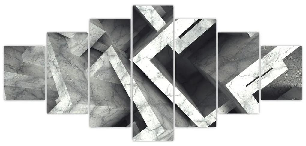 Abstraktní obraz krychlí (210x100 cm)