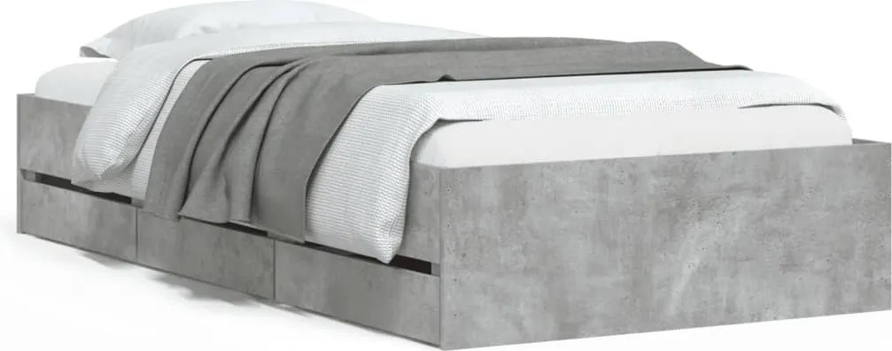 Rám postele se zásuvkami betonově šedý 90 x 200 cm kompozit 3207297
