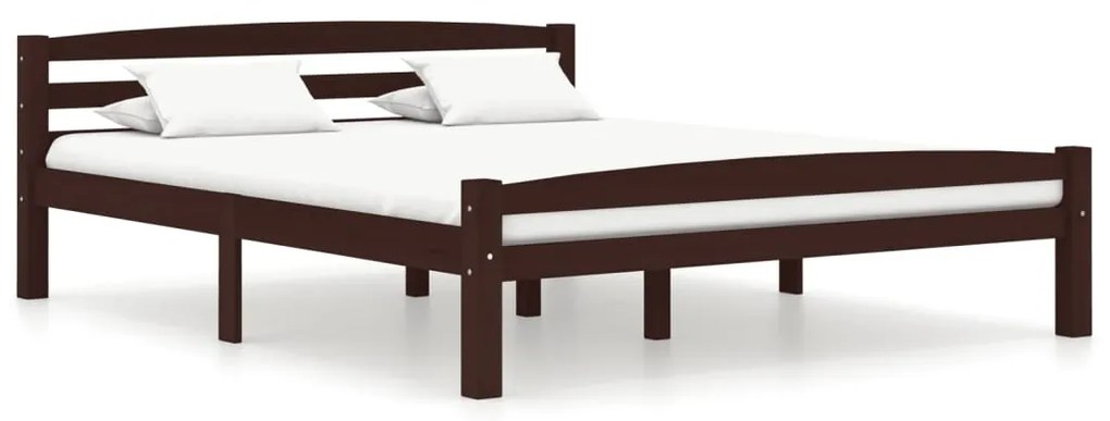 322086 vidaXL Rám postele tmavě hnědý masivní borové dřevo 160 x 200 cm