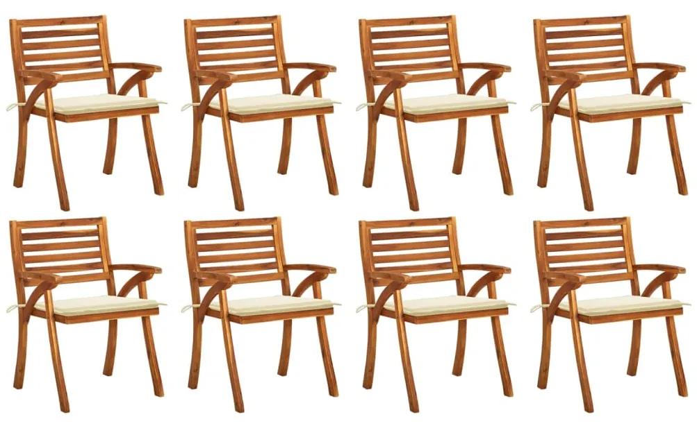 3075203 vidaXL Zahradní židle s poduškami 8 ks masivní akáciové dřevo