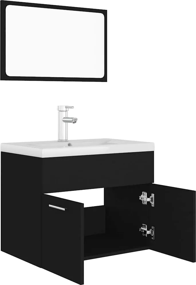 Set koupelnového nábytku černý dřevotříska 3071316