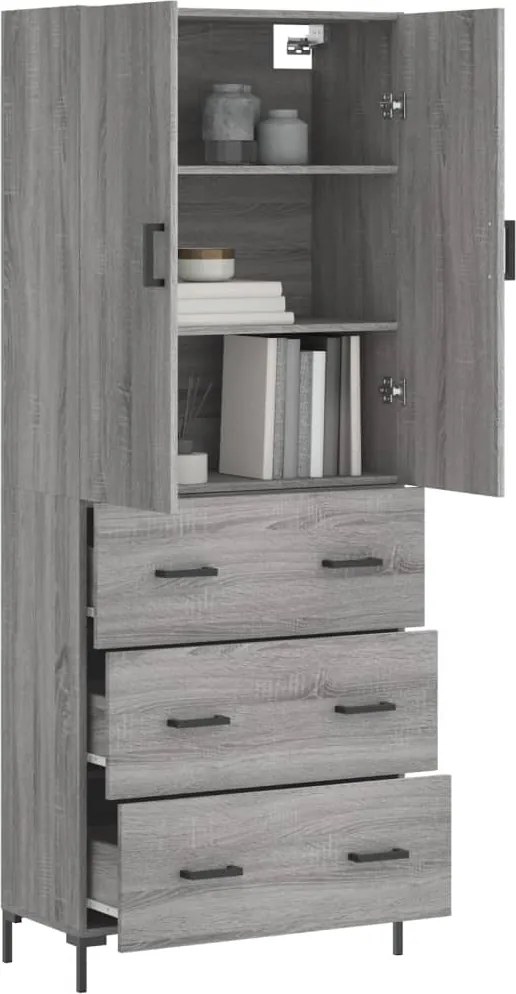 Skříň highboard šedá sonoma 69,5 x 34 x 180 cm kompozitní dřevo 3195849