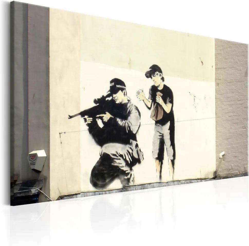 Obraz na plátně Bimago - Sniper and Child by Banksy 120x80 cm