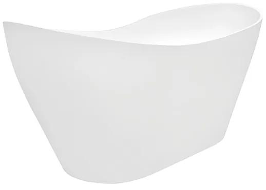 Besco Volně stojící vana z litého mramoru Viya 160x70 (170x71) Barva: Bílá, Rozměry (cm): 158x70,5, Typ a barva výpustě: Click-Clack, chrom