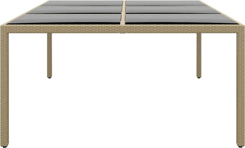 Zahradní stůl 200 x 150 x 75 cm tvrzené sklo a polyratan béžový 310588