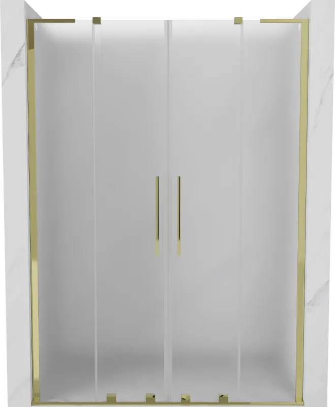 Mexen Velar L Duo, posuvné sprchové dveře do otvoru 160 cm, 8mm sklo námraza, zlatá lesklá, 871-160-003-32-50