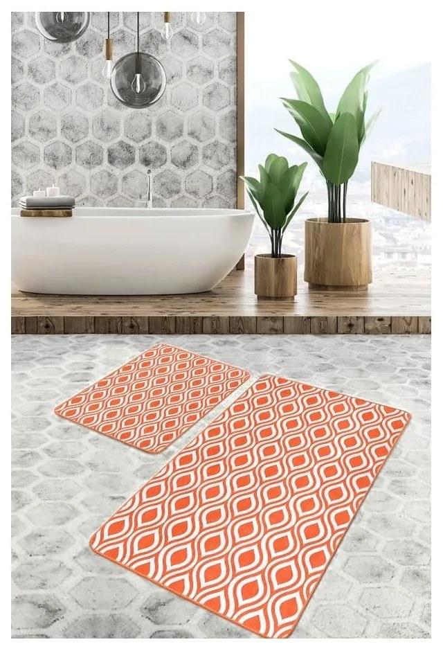 Oranžové sametové koupelnové předložky v sadě 2 ks 60x100 cm – Mila Home