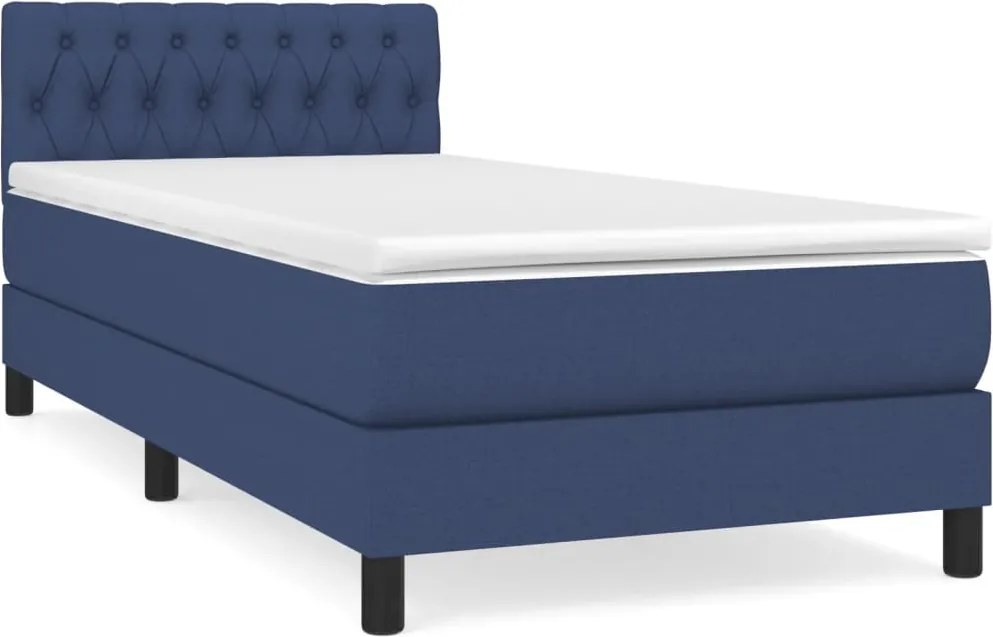 Box spring postel s matrací modrá 90x190 cm textil 3140263