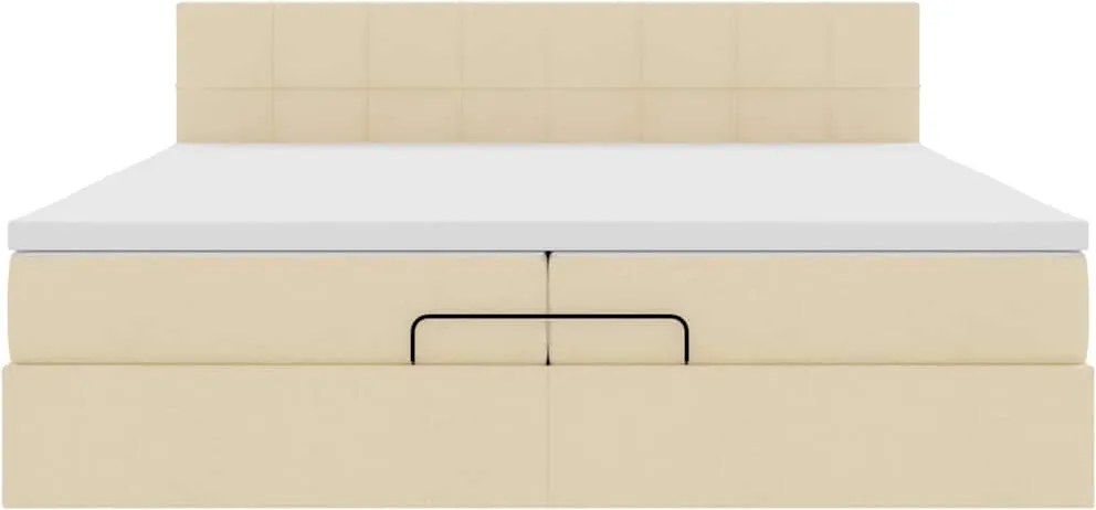 Osmanský rám postele s matrací krémová 200x200 cm textil 3311489