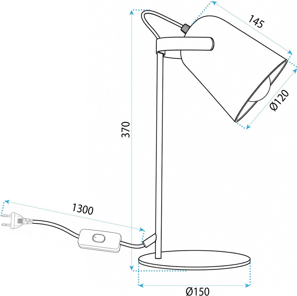 Toolight Toolight, JNH047-1T, kovová stolní lampa s pohyblivým reflektorem, v. 37 cm, 1× E27, černá, OSW-56239