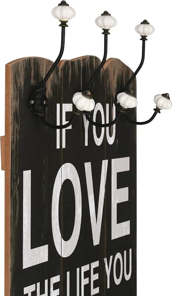 Nástěnný věšák na kabáty LOVE LIFE s 6 háčky 120 x 40 cm 245853
