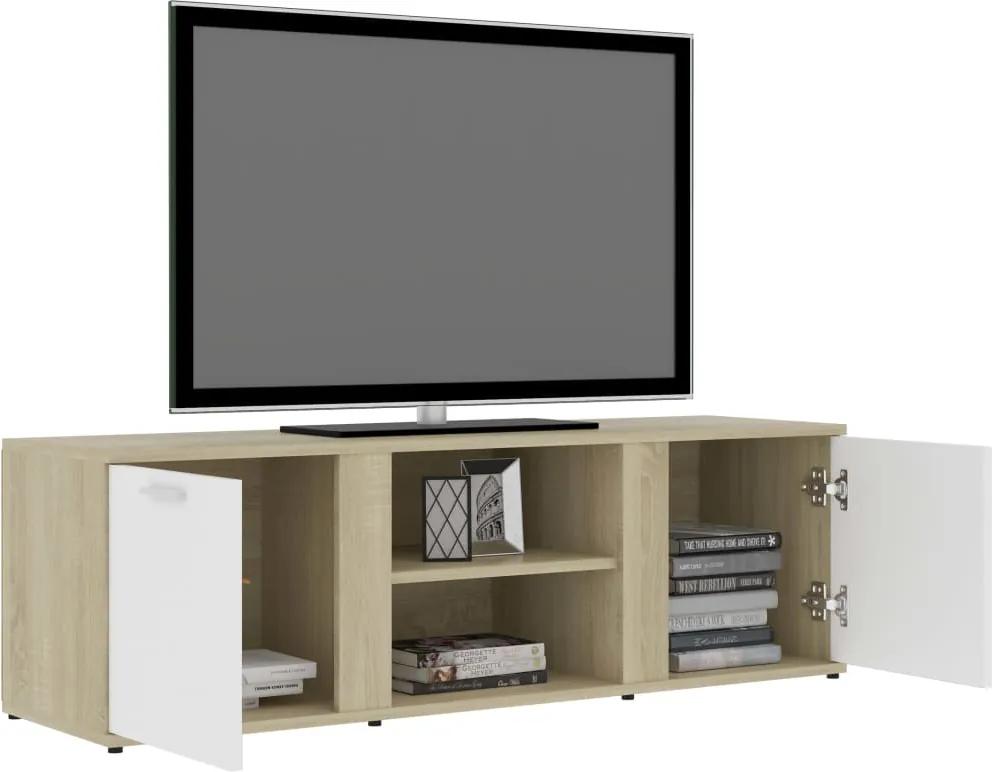 TV stolek Berkley - 120 x 34 x 37 cm | bílý a dub sonoma