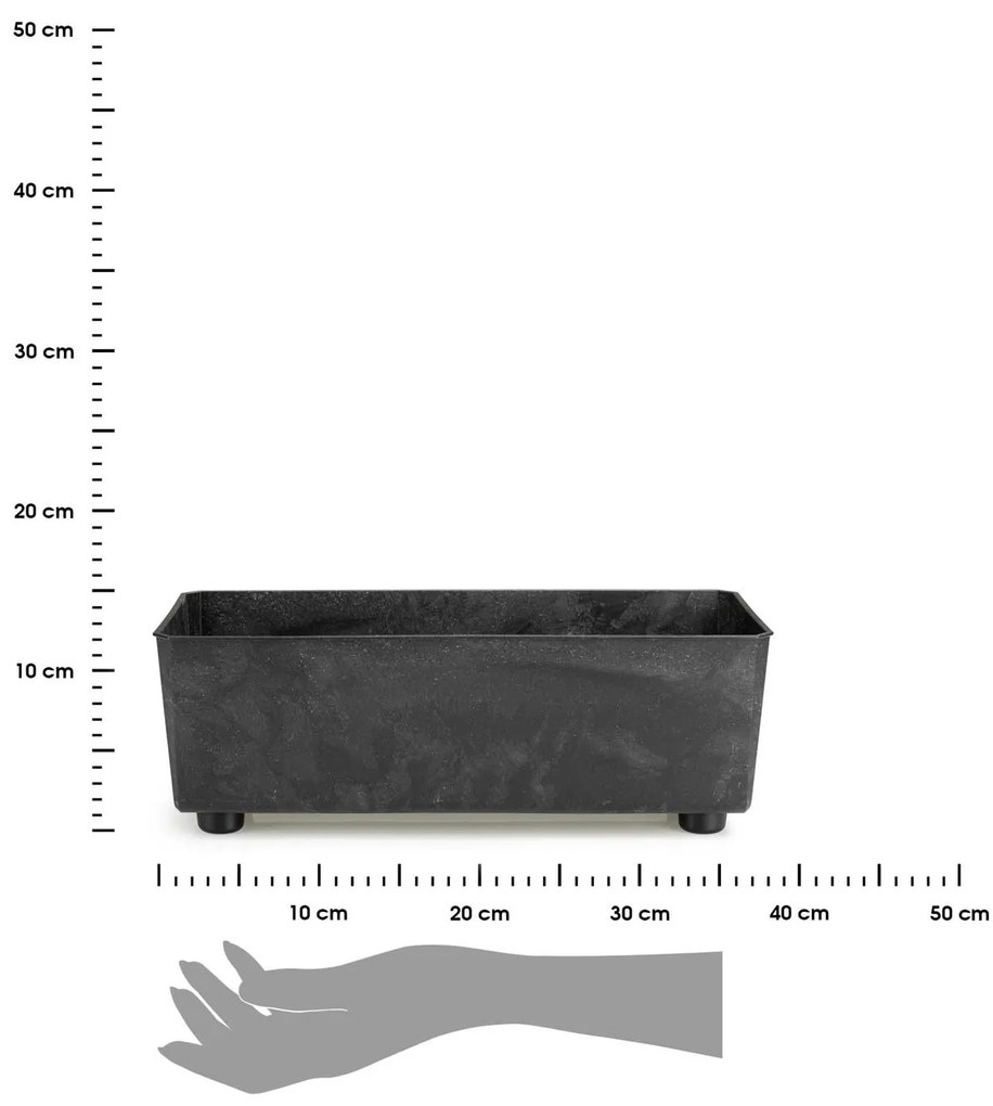 PLASTOVÝ KVĚTINÁČ SALVIA 37,5X17 CM IMITACE BETONU ČERNÁ