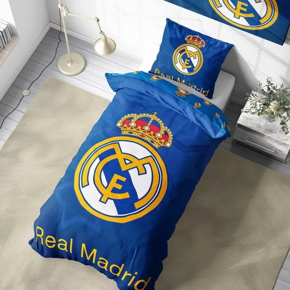 Bavlněné ložní povlečení FC Real Madrid - motiv Blue Stars - 100% bavlna Renforcé - 70x90 cm + 140x200 cm
