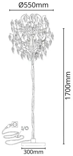 Křišťálová stojací lampa 5xG9/40W/230V černá