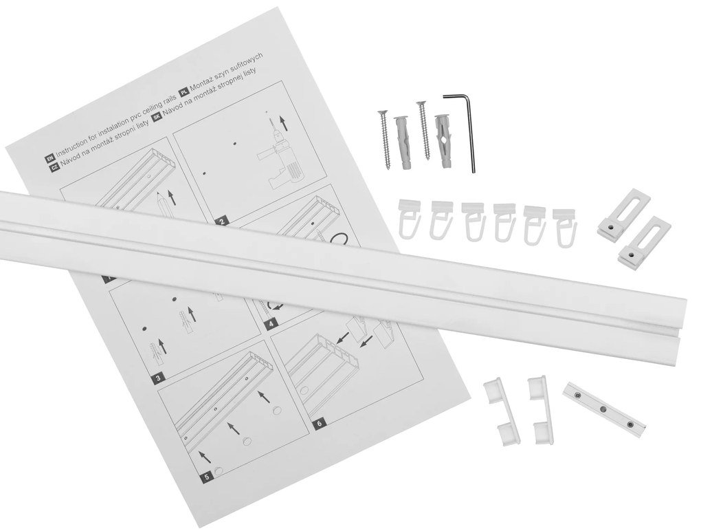 Dekodum Jednořadá hliníková stropní kolejnicová garnýž bílá 200 cm