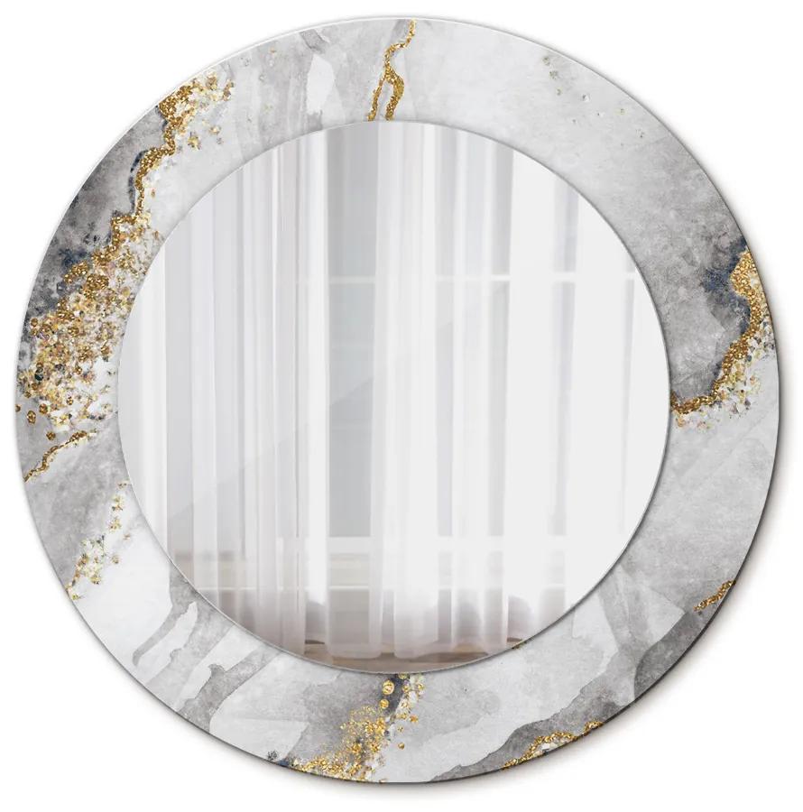 Kulaté zrcadlo s dekorem Bílé mramorové zlato fi 50 cm