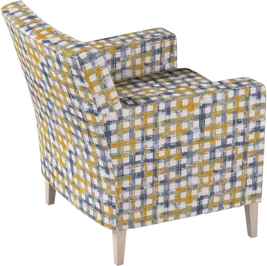 Potah na křeslo IKEA Karlstad barva modrá látka pletený vzor, vzorované