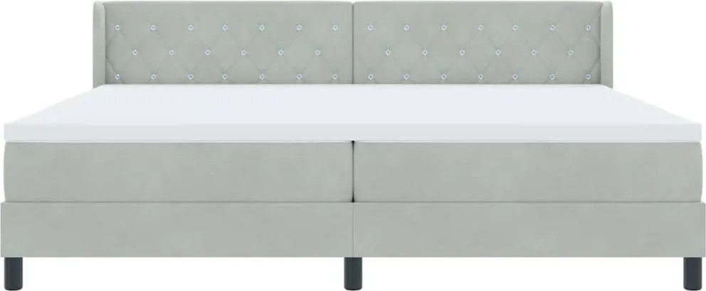 Postel s boxspringem s čelo Světle šedá 200 x 200 cm samet 3341432
