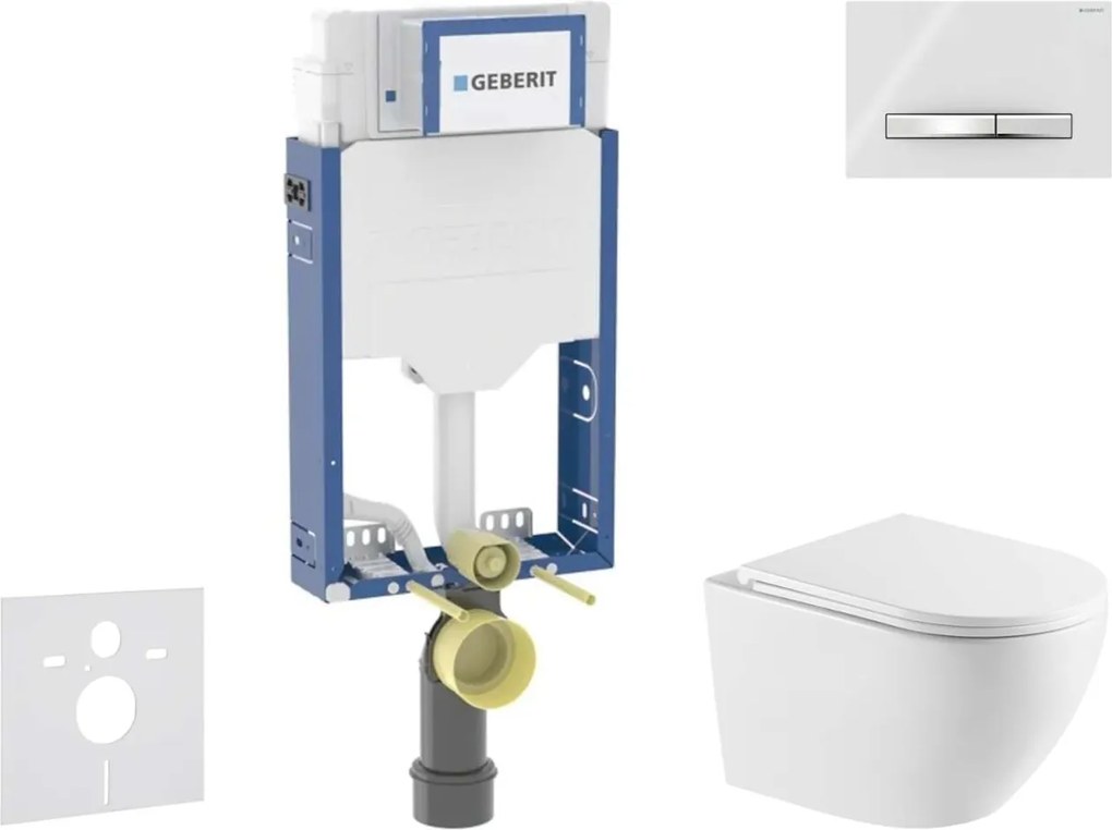 Geberit Kombifix - Set předstěnové instalace, klozetu Oudee a sedátka softclose, tlačítko Sigma50, chrom/alpská bílá SANI15CA3156