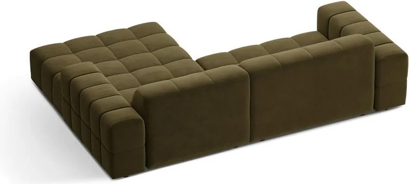 Khaki sametová rohová pohovka (pravý roh/s lenoškou) Chicago – Cosmopolitan Design