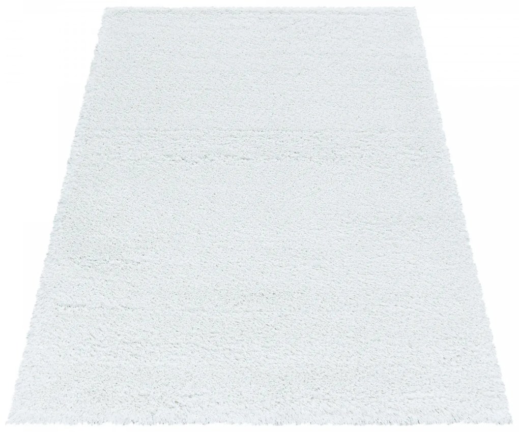 Ayyildiz, Kusový koberec Fluffy Shaggy 3500 white, 80x150, bílá, ložnice