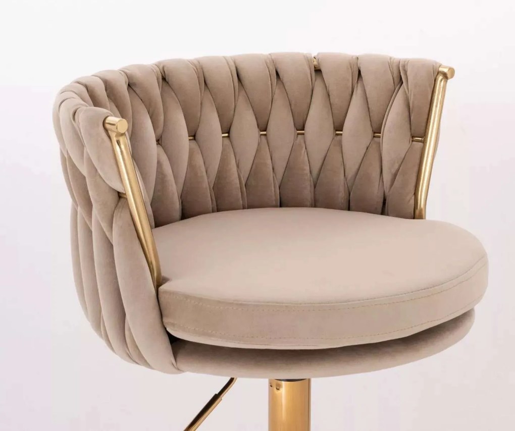 LuxuryForm DESIGN Otočná židle LYON VELUR na zlatém talíři - latte