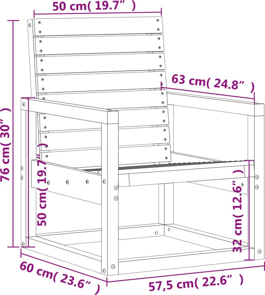 vidaXL Zahradní židle 57,5 x 63 x 76 cm masivní borové dřevo [844645] Barva: Bílá