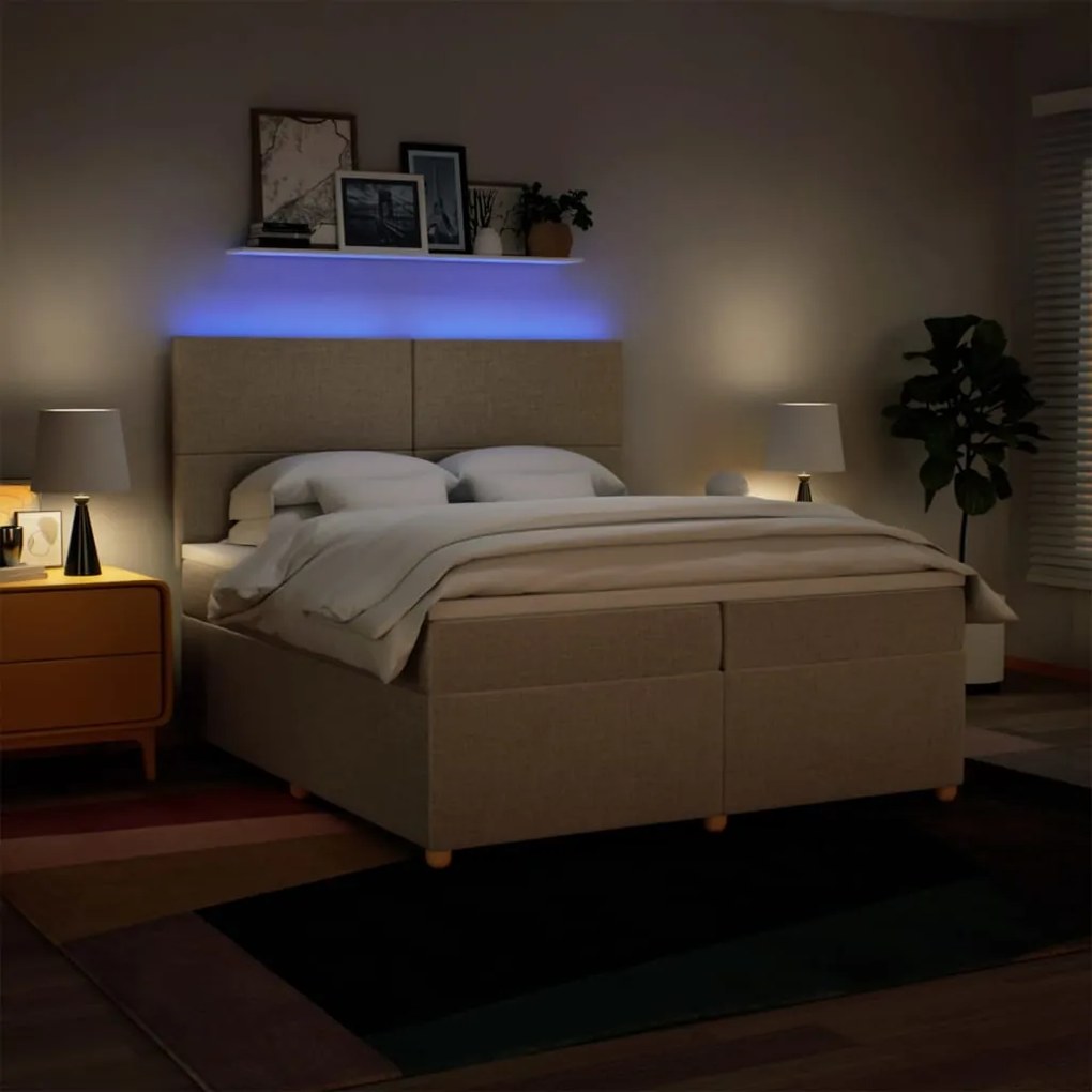 Box spring postel s matrací krémová 200x200 cm textil 3293685