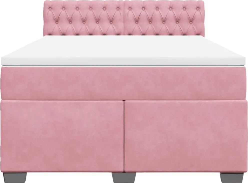 Box spring postel s matrací růžová 140x200 cm samet 3288641