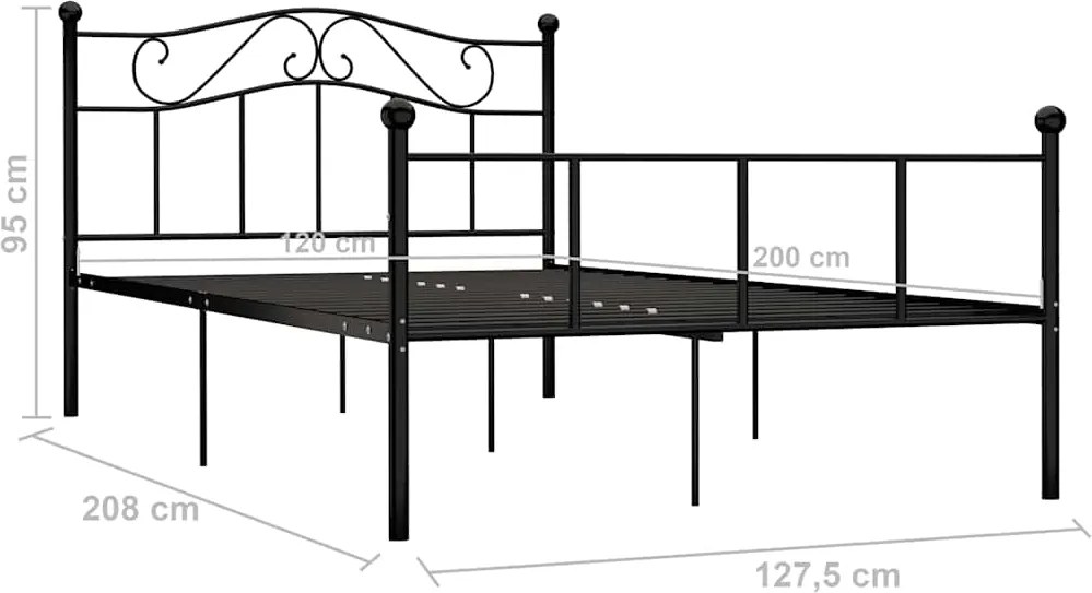 Rám postele černý kov 120 x 200 cm 284525