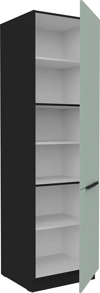 ARIA sc | vysoká skříňka 60 DK-210 2F potravinová s policemi | 60 cm | ANTI FINGERPRINT povrch | černá/aquamarine
