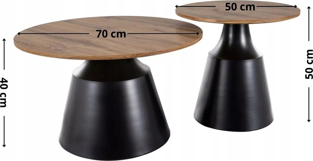Sada 2 ks konferenčních stolků Itaka dub artisan/černá