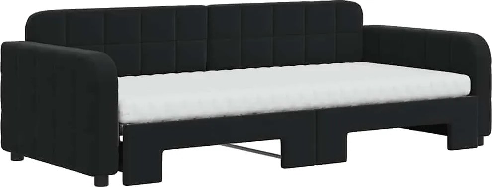 Válenda s přistýlkou a matracemi černá 90 x 200 cm samet 3196957