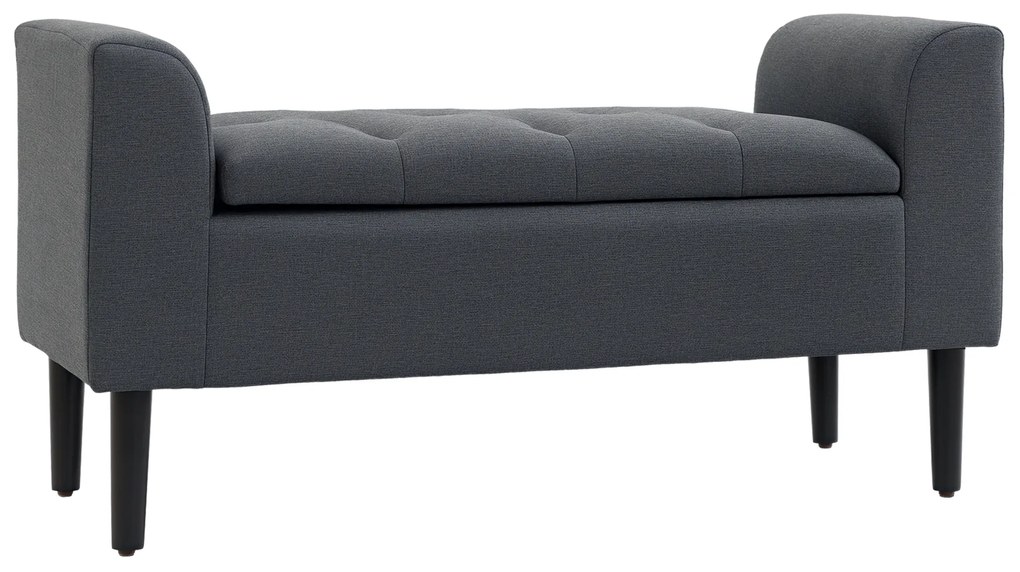HOMCOM Lavice s úložným prostorem Čalouněná lavice Taburet Truhla do 130 kg, len-dotek tmavě šedá, 116 x 44 x 58 cm do předsíně a obývacího pokoje | …