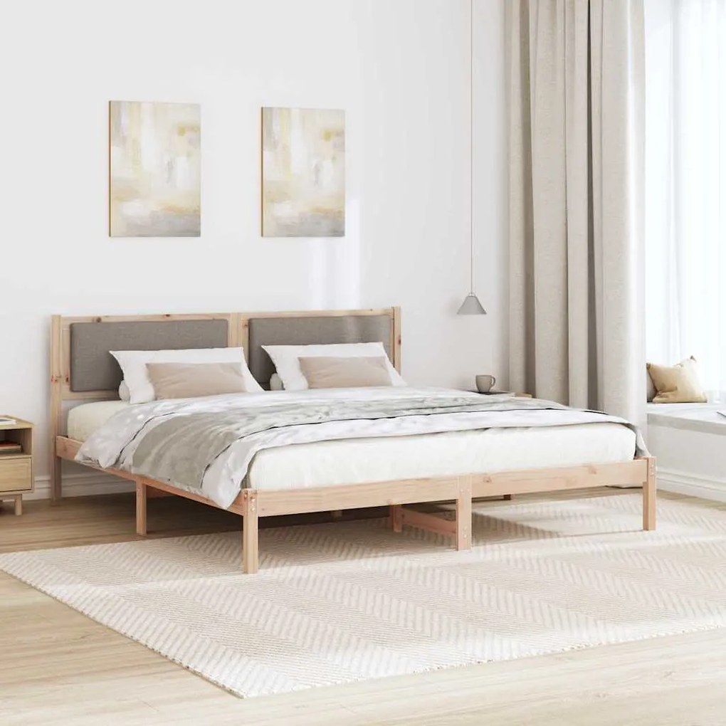 Rám postele s čelo Taupe 200 x 200 cm Masivní borové dřevo 3394231