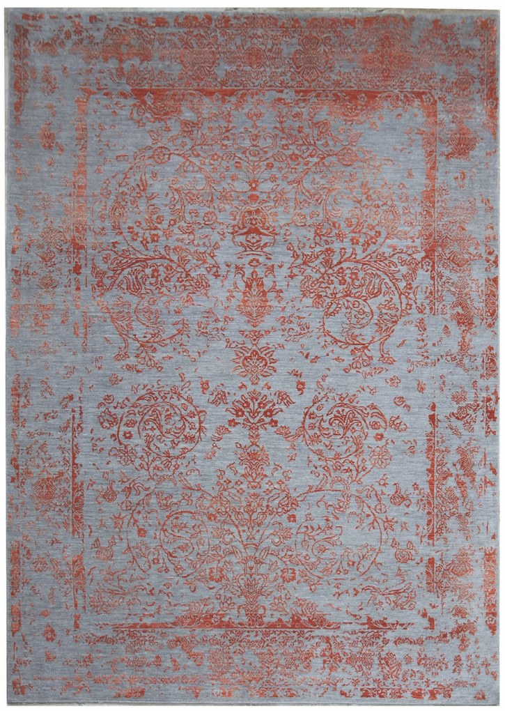 Diamond Carpets India, Ručně vázaný kusový koberec Diamond DC-JK ROUND Silver/orange, 365x457, oranžová, chodba / předsíň