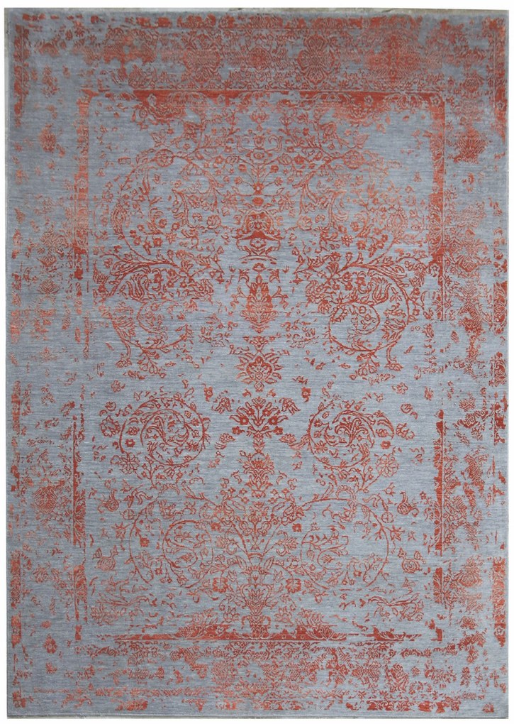 Diamond Carpets koberce Ručně vázaný kusový koberec Diamond DC-JK ROUND Silver/orange - 140x200 cm