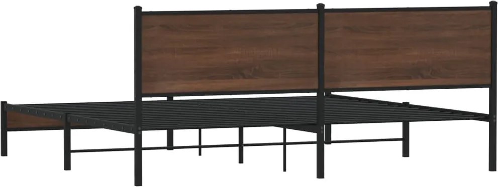 Kovový rám postele bez matrace hnědý dub 193 x 203 cm 3301407