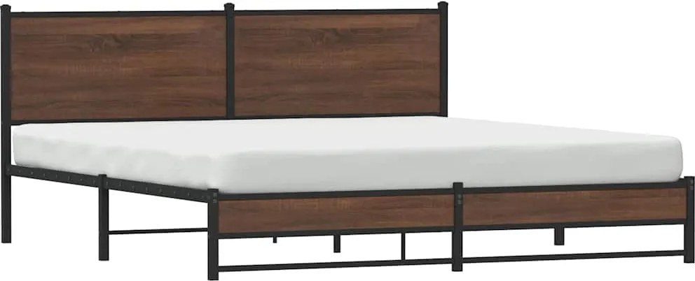 Kovový rám postele bez matrace hnědý dub 180 x 200 cm 3301409