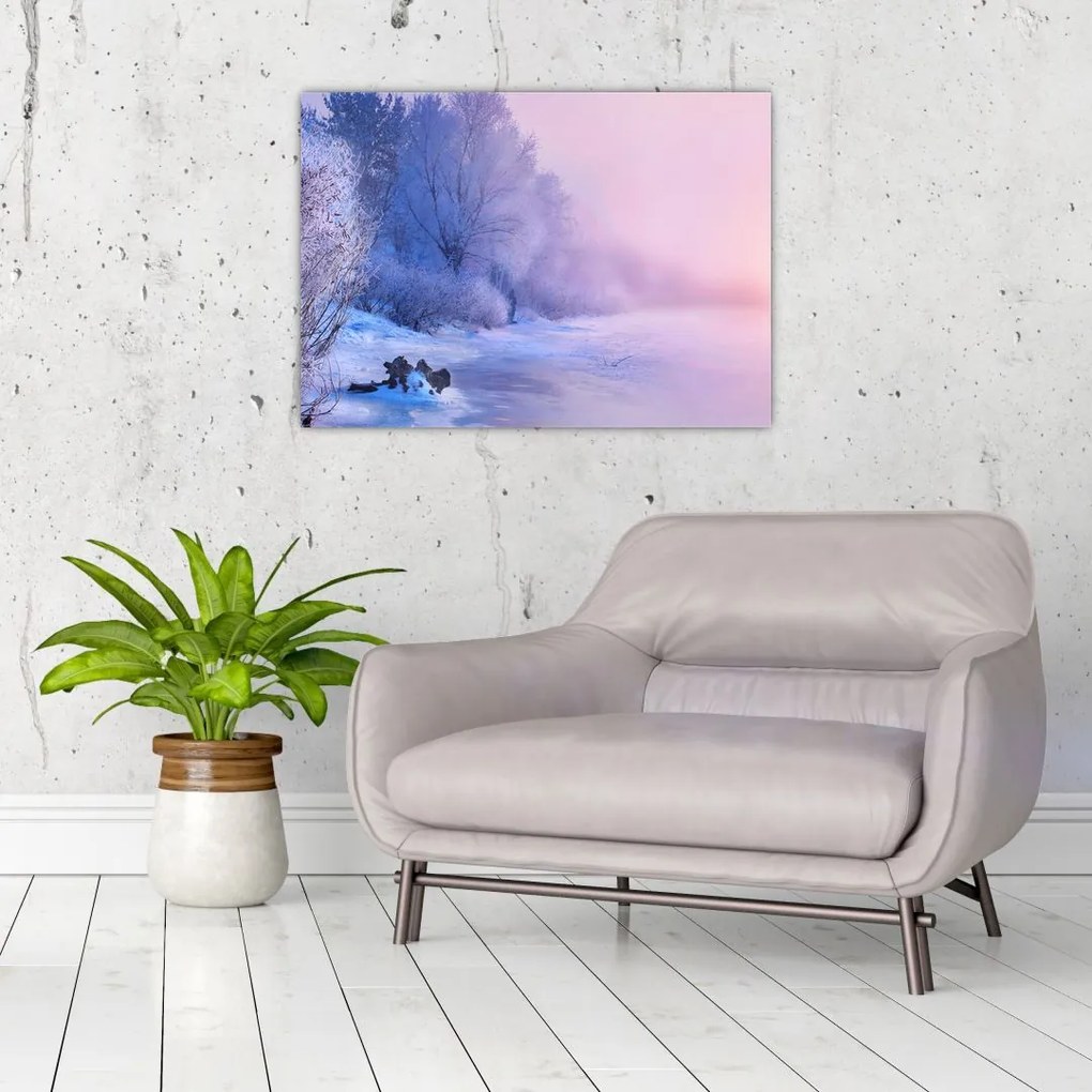 Skleněný obraz - Zamrzlá řeka (70x50 cm)