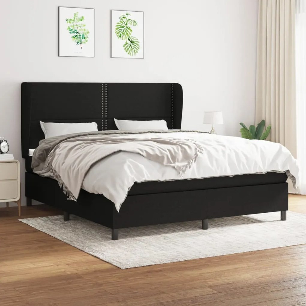 Box spring postel s matrací černá 180x200 cm textil 3127903
