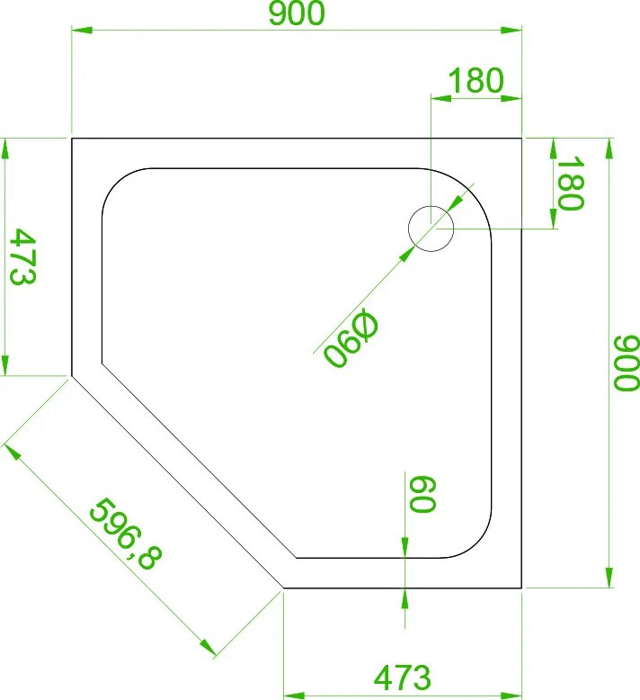 BPS-koupelny Pětiúhelníkový sprchový kout HYD-PK06B 90x90 černá/transparent + vanička HYD-PSV-ST07B bílá