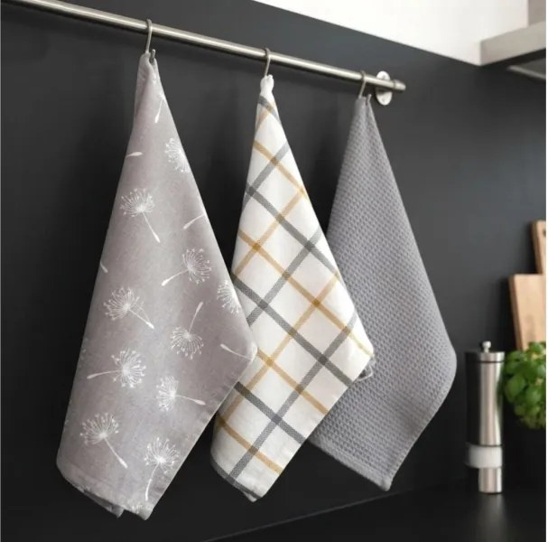 Forbyt Kuchyňské bavlněné utěrky Pampelišky 45×70 cm 3 ks